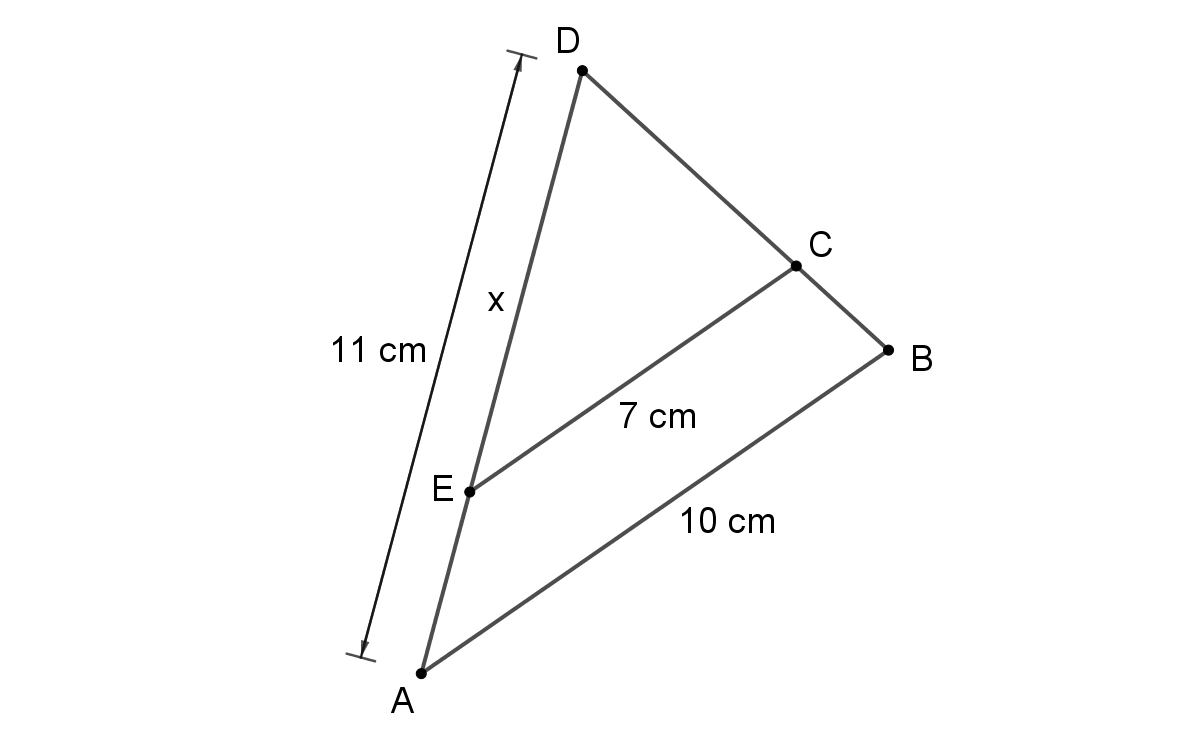 Thales' theorem - Basic proportionality theorem for KS3 problem 5 :: OpenProf.com