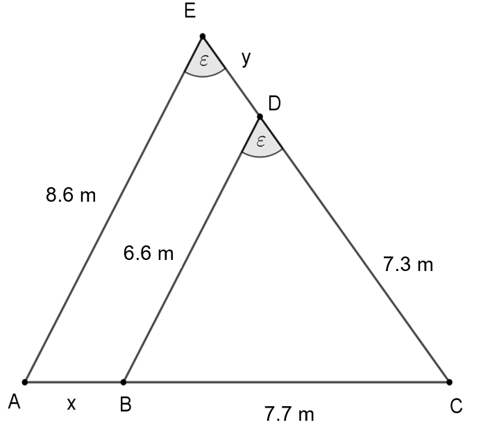 Thales' theorem - Basic proportionality theorem for KS3 problem 8 :: OpenProf.com